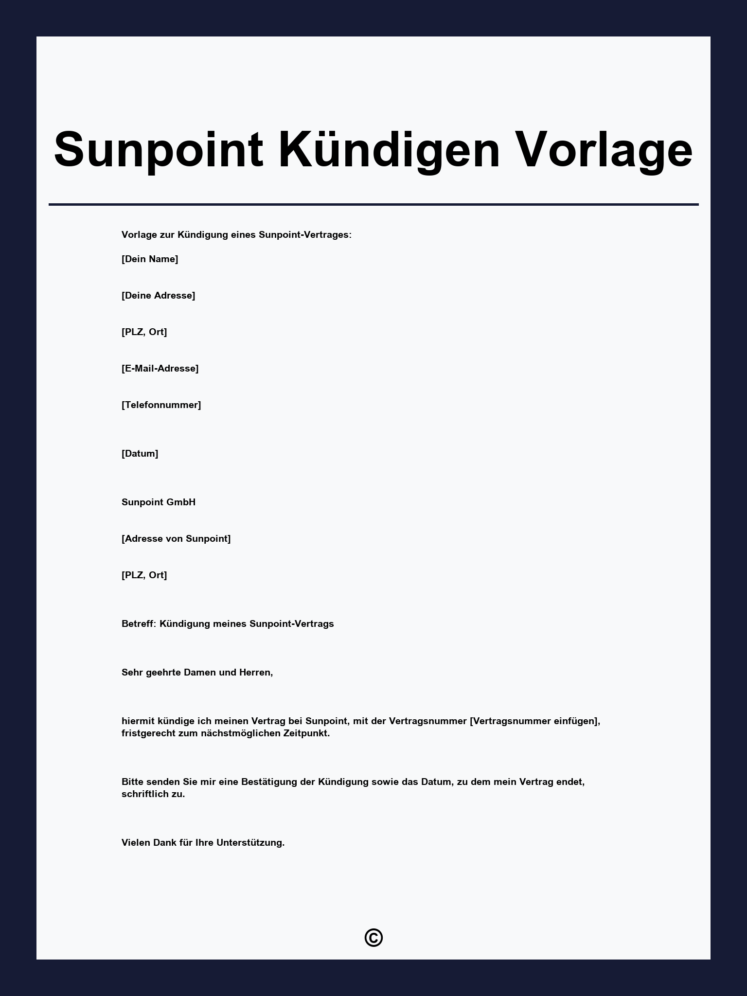 Sunpoint Kündigen Vorlage